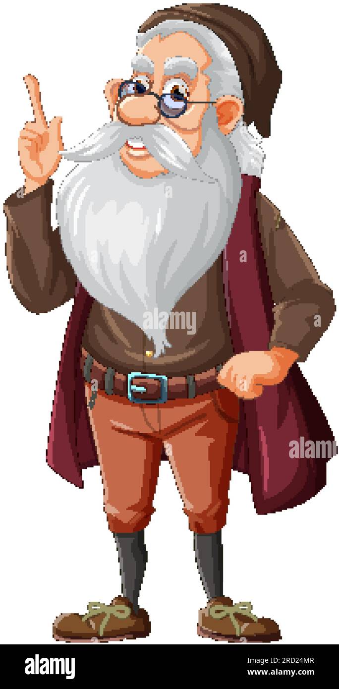 old woman cartoon character with beard illustration Stock Vector Image ...
