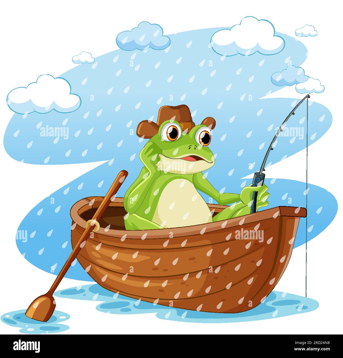 Frog on Boat in the Rain illustration Stock Vector Image & Art - Alamy