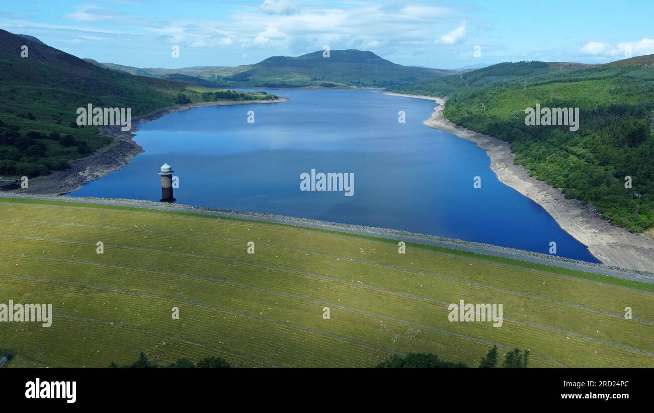 Drone photo of Llyn Celyn, reservoir created in 1965 by controversial ...