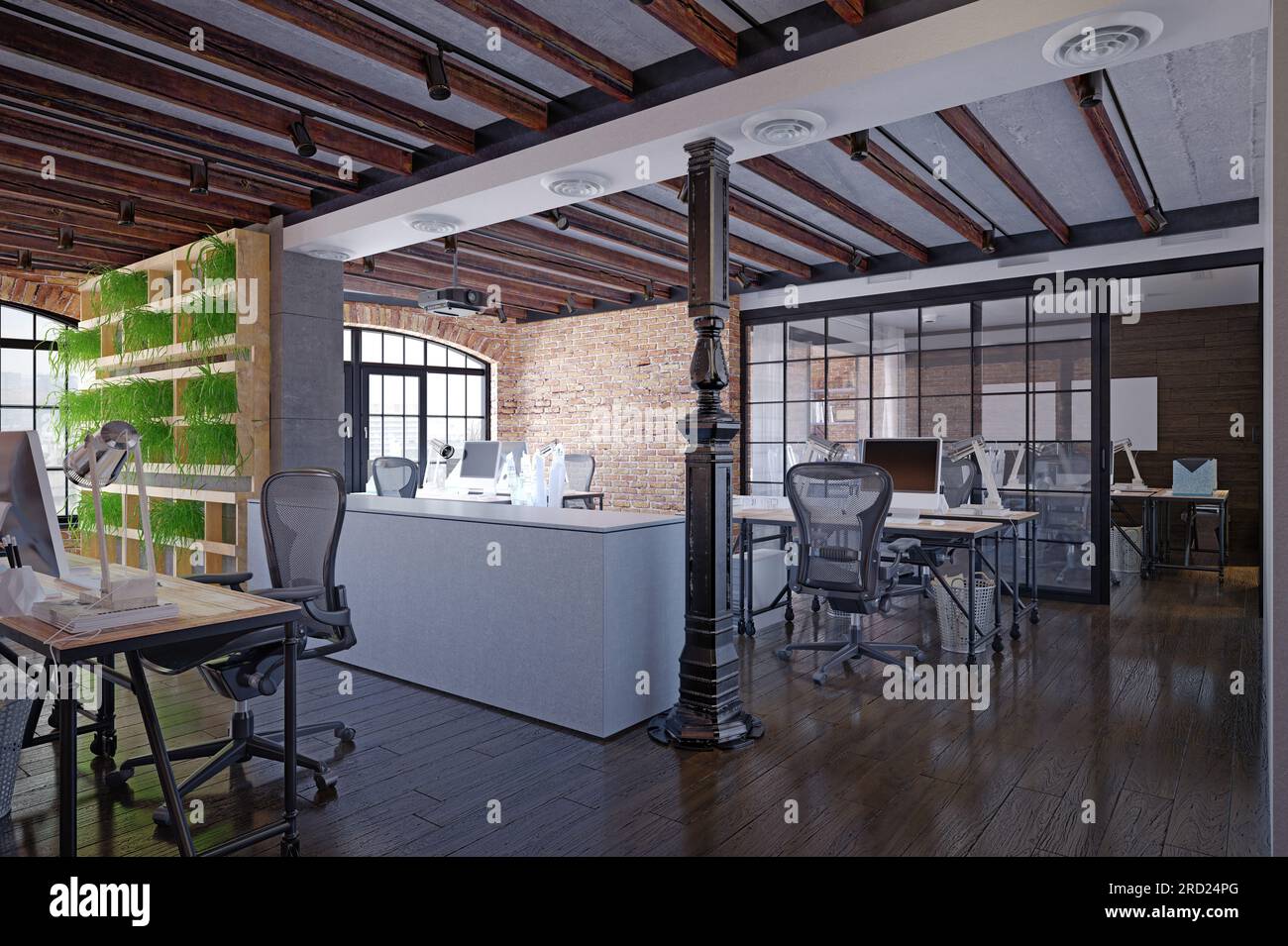 modern loft office interior Stock Photo - Alamy