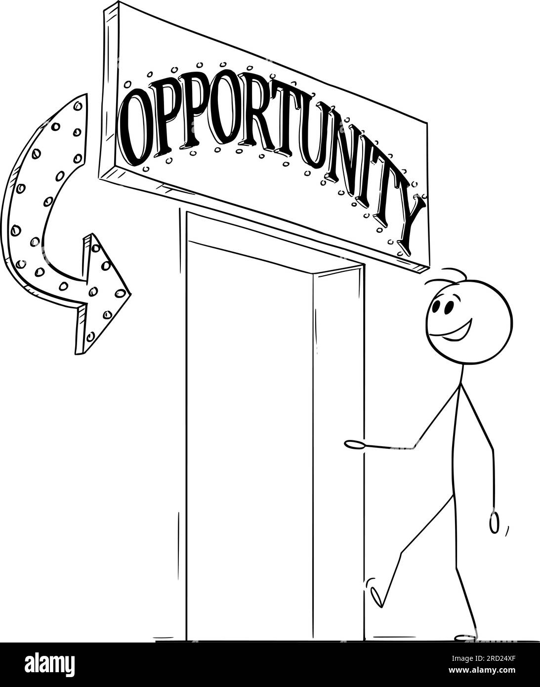 Person Looking for Opportunities, Vector Cartoon Stick Figure ...