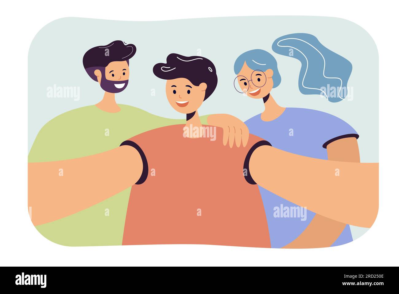 Happy friends girl teenager selfie Stock Vector Images - Alamy