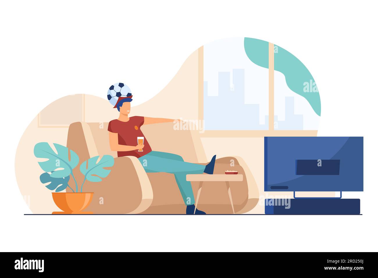 Smiling watching tv Stock Vector Images - Alamy