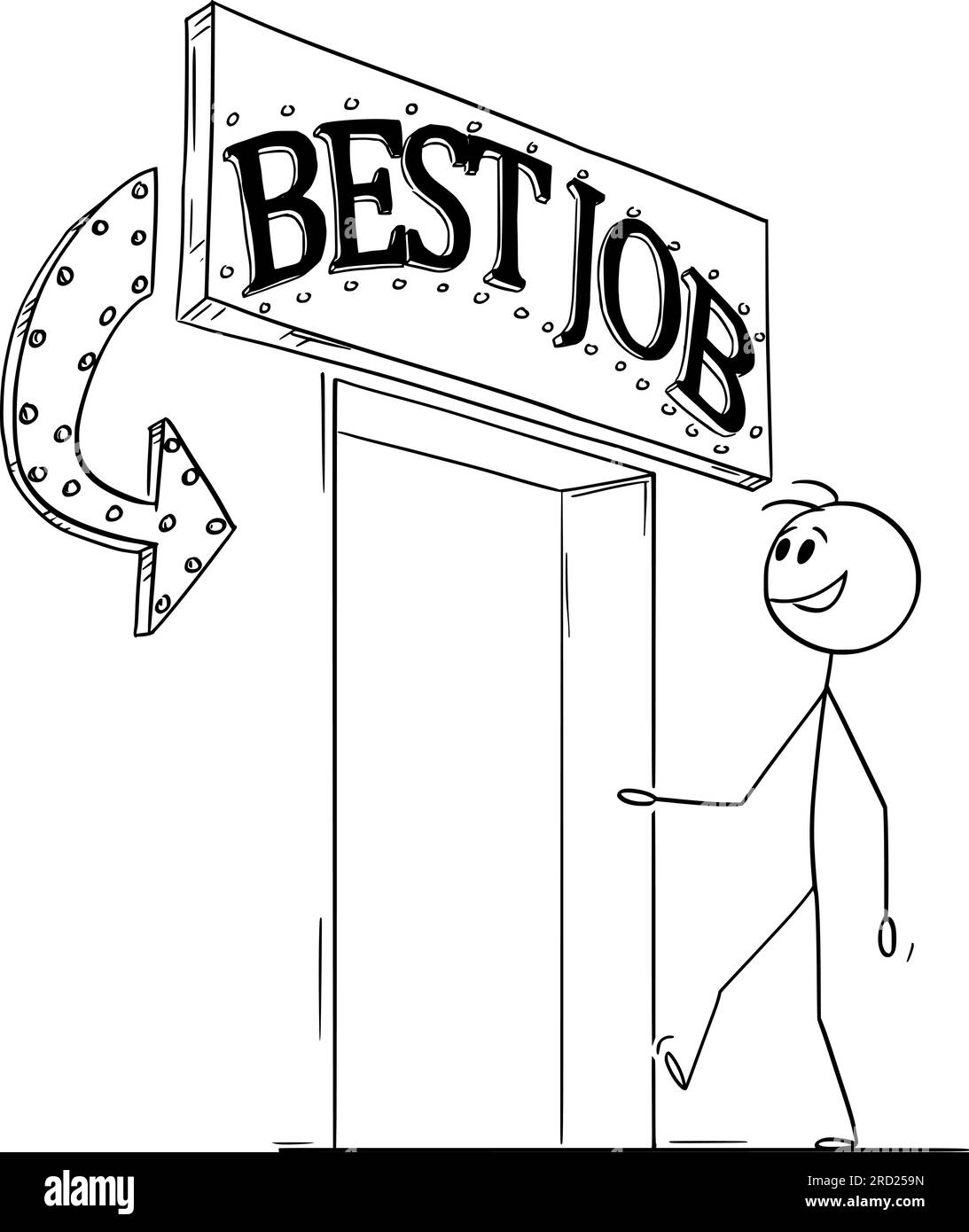 Person Looking for Best Job, Vector Cartoon Stick Figure Illustration ...