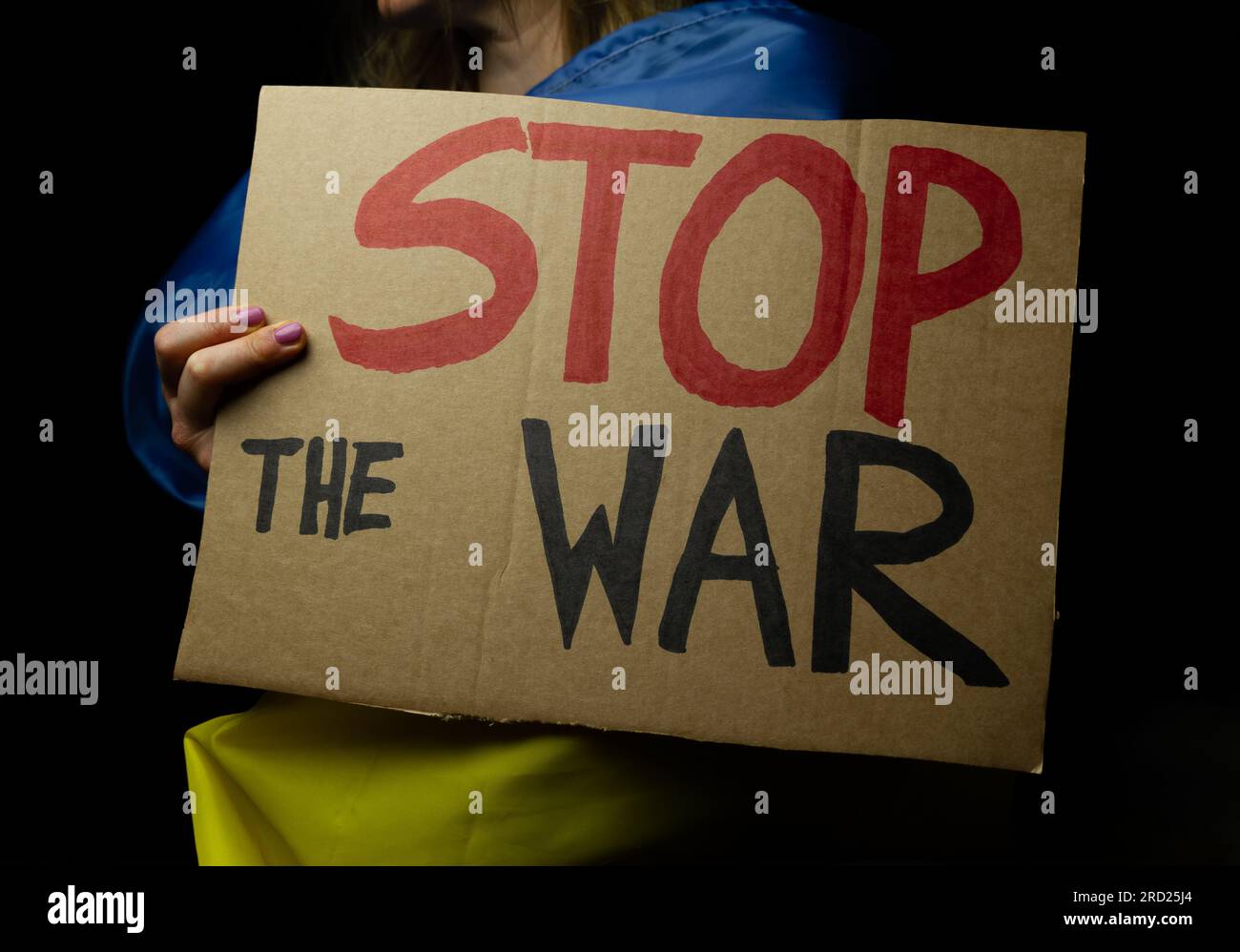 Ukrainian girl holding anti war hi-res stock photography and images - Alamy