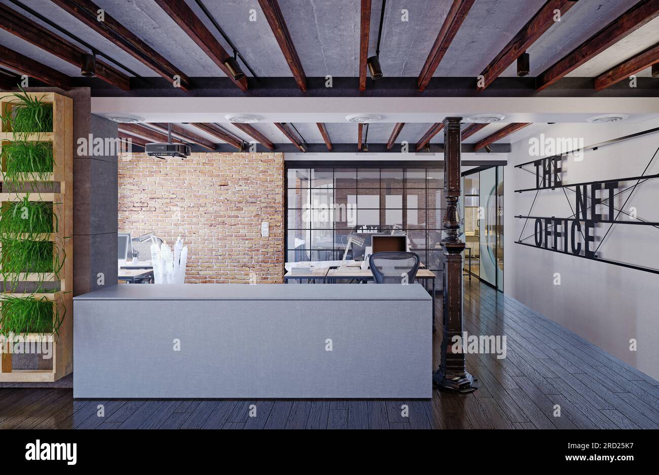 modern loft office interior Stock Photo - Alamy