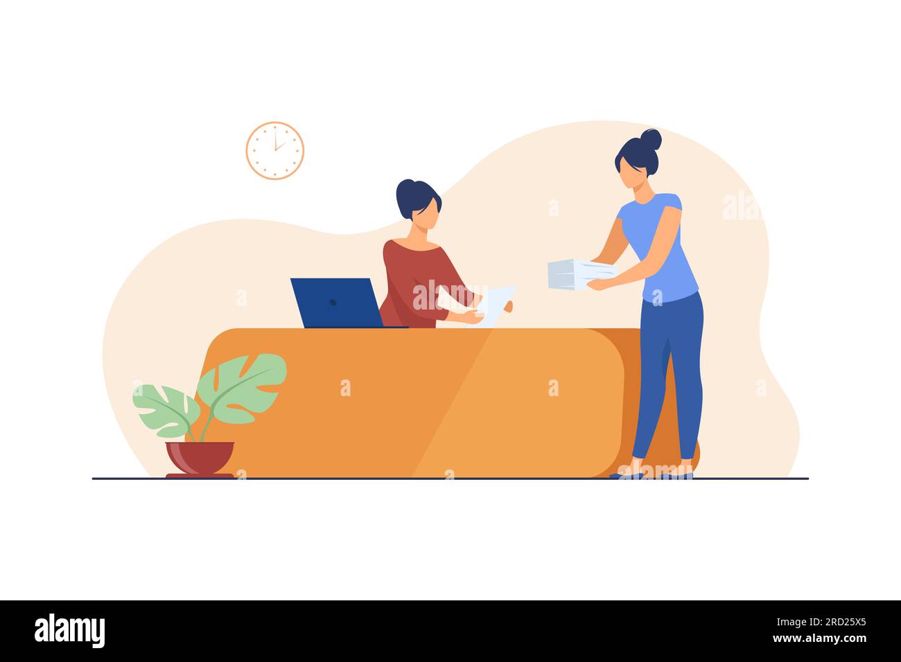 Office manager receiving documents from colleague Stock Vector Image ...