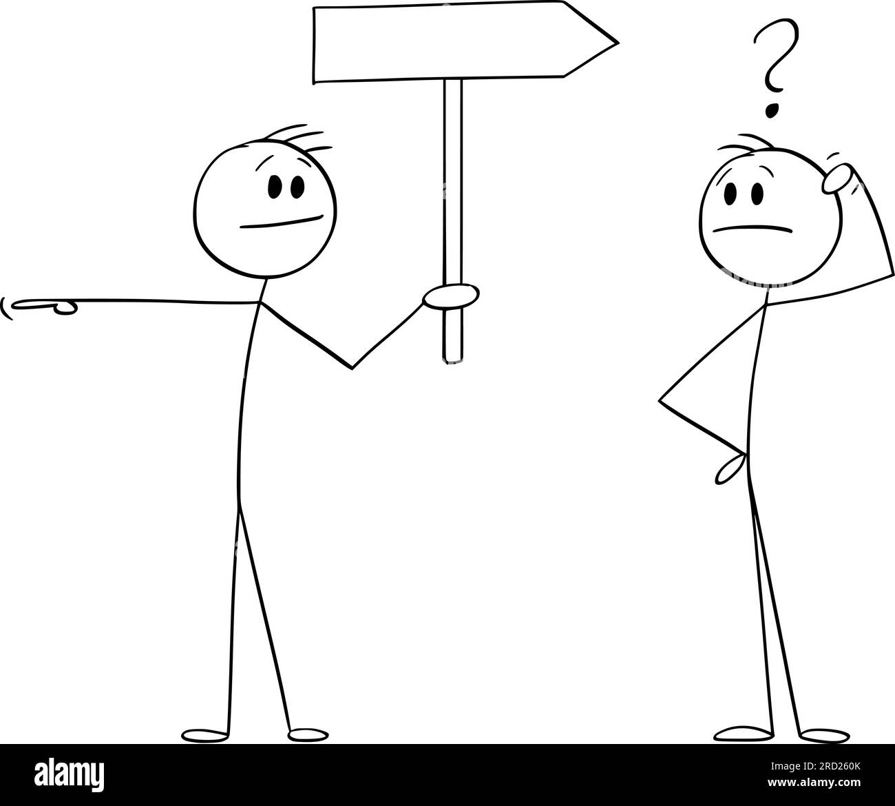 Person Confused to Choose the Direction, Vector Cartoon Stick Figure ...