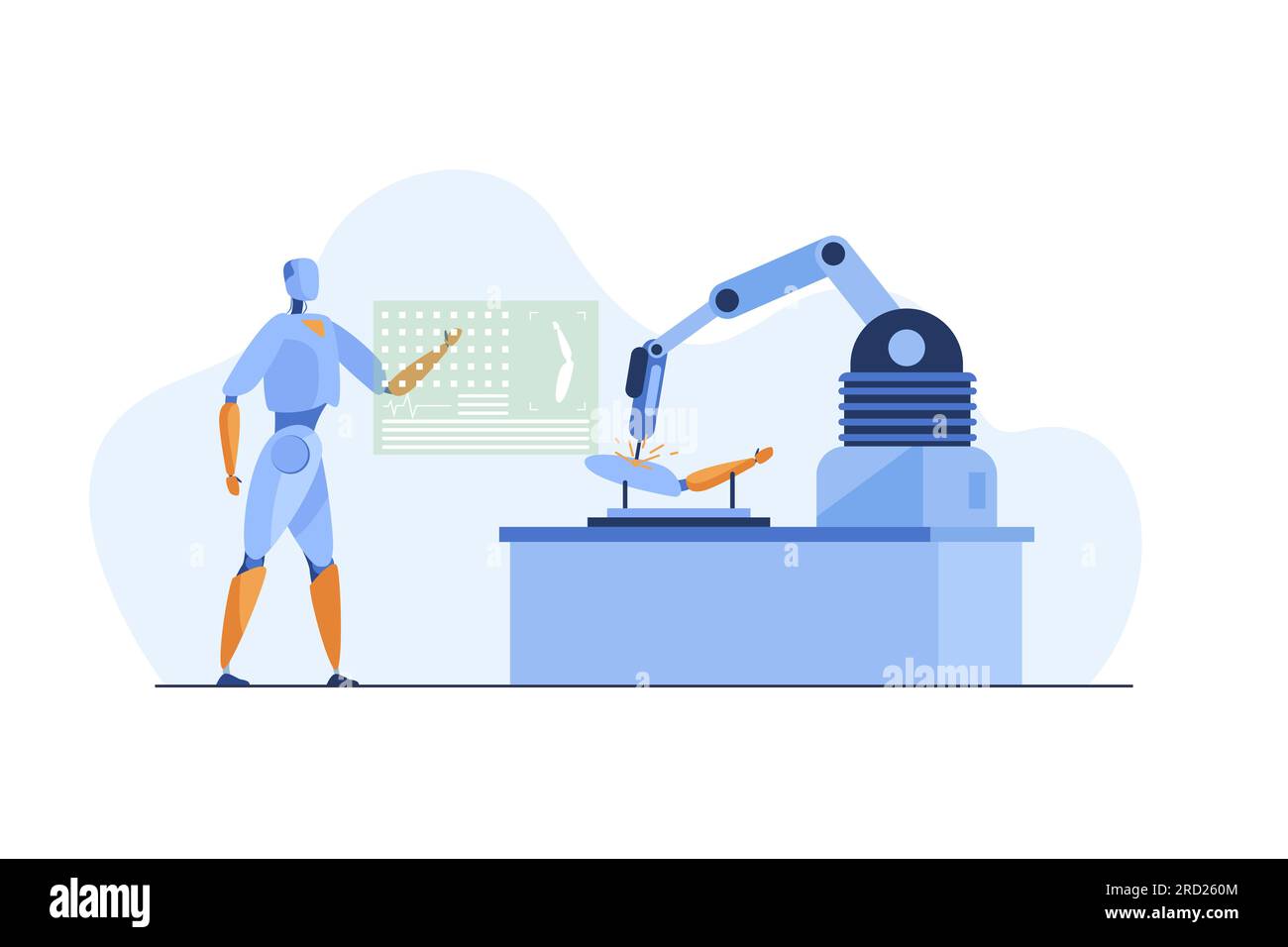 Robot using application and robotic arm to repair details Stock Vector Image & Art - Alamy