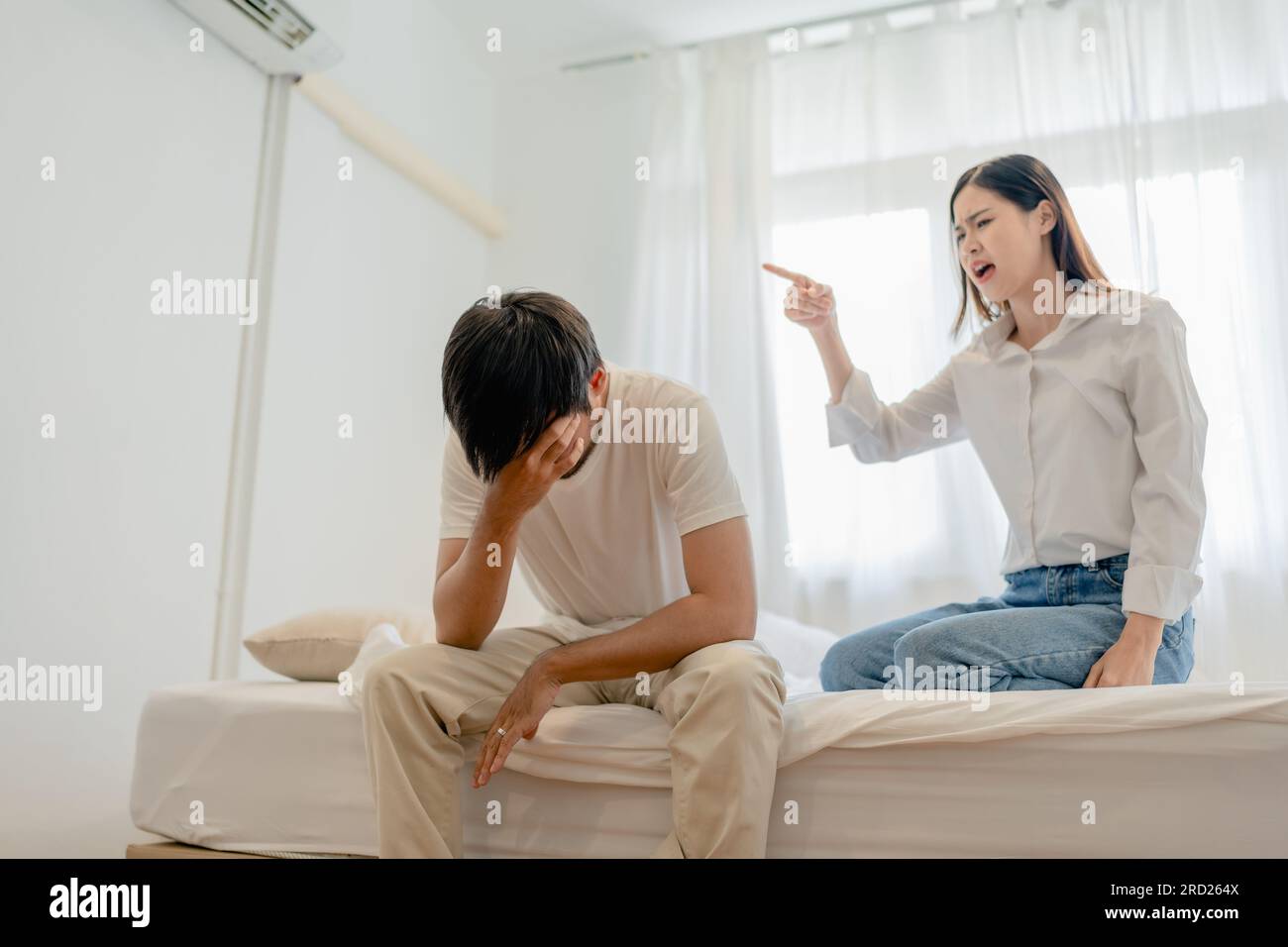 Domestic Violence, Asian Wife Threatening husband, Scared family leader ...