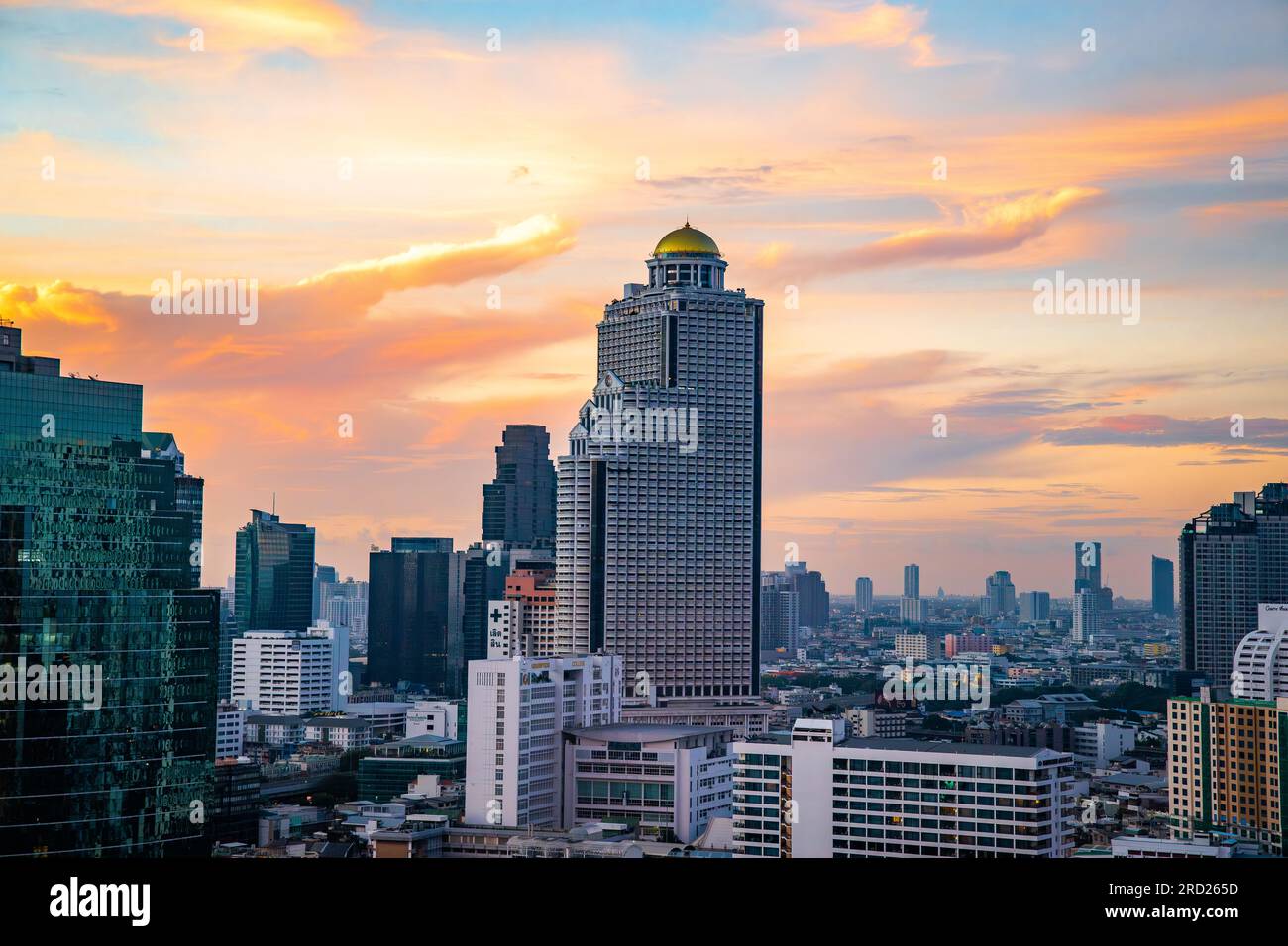 Aerial view of Khlong San and Chao Phraya river in Bangkok, Thailand ...