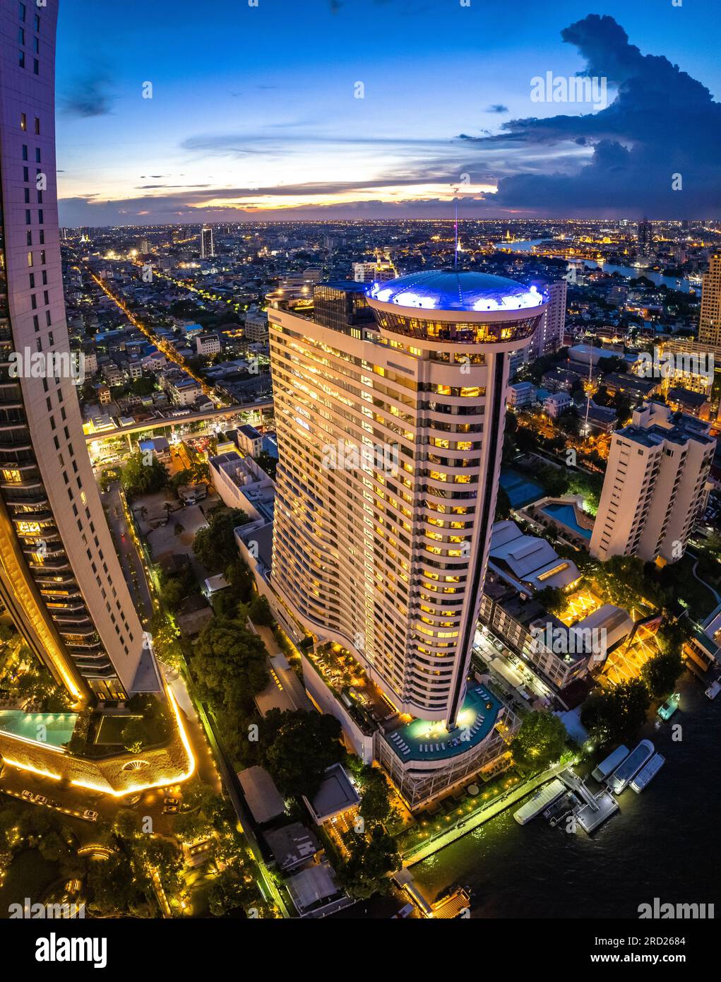 Aerial view of Khlong San and Chao Phraya river in Bangkok, Thailand ...