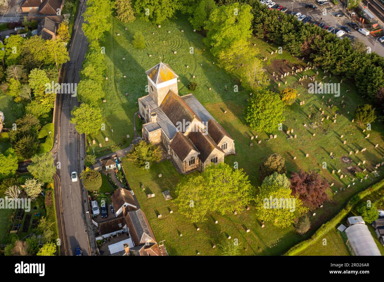 Aerial view of The Parish Church of St Michael & All Angels in the ...