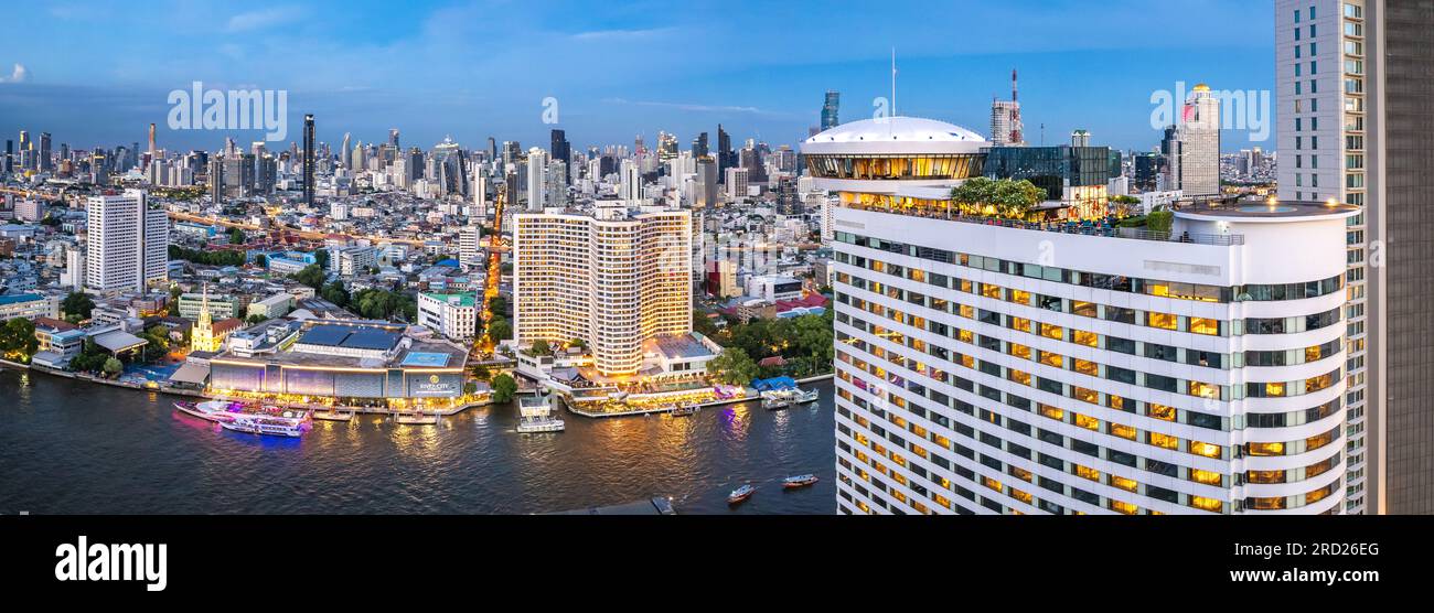 Aerial view of Khlong San and Chao Phraya river in Bangkok, Thailand ...