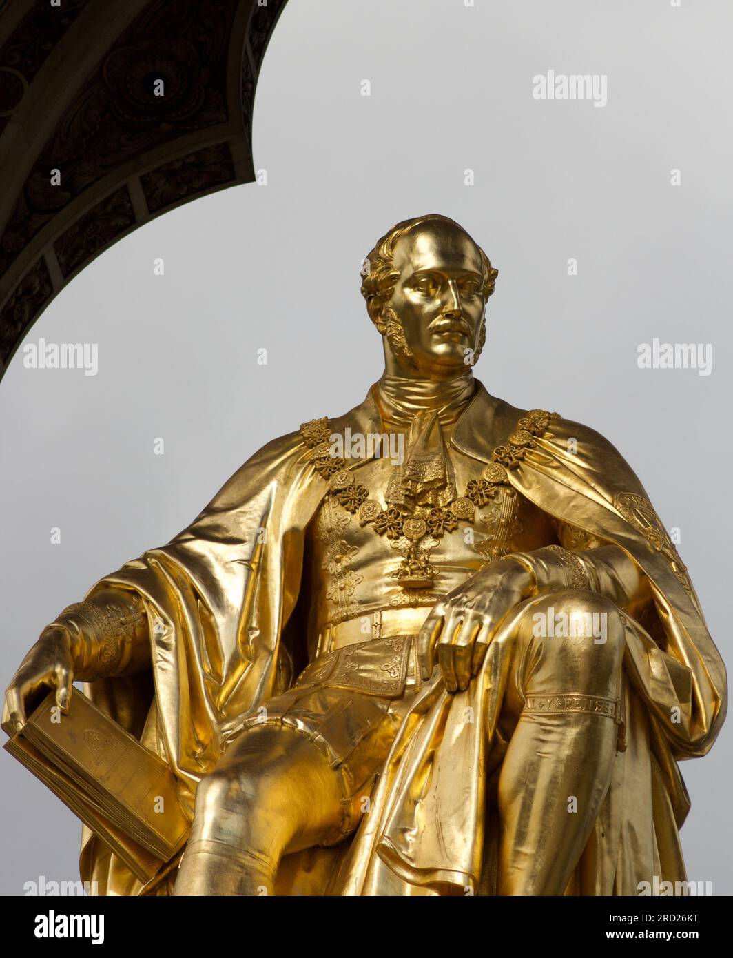 Detail of the gilded memorial statue of Prince Albert at the Albert ...
