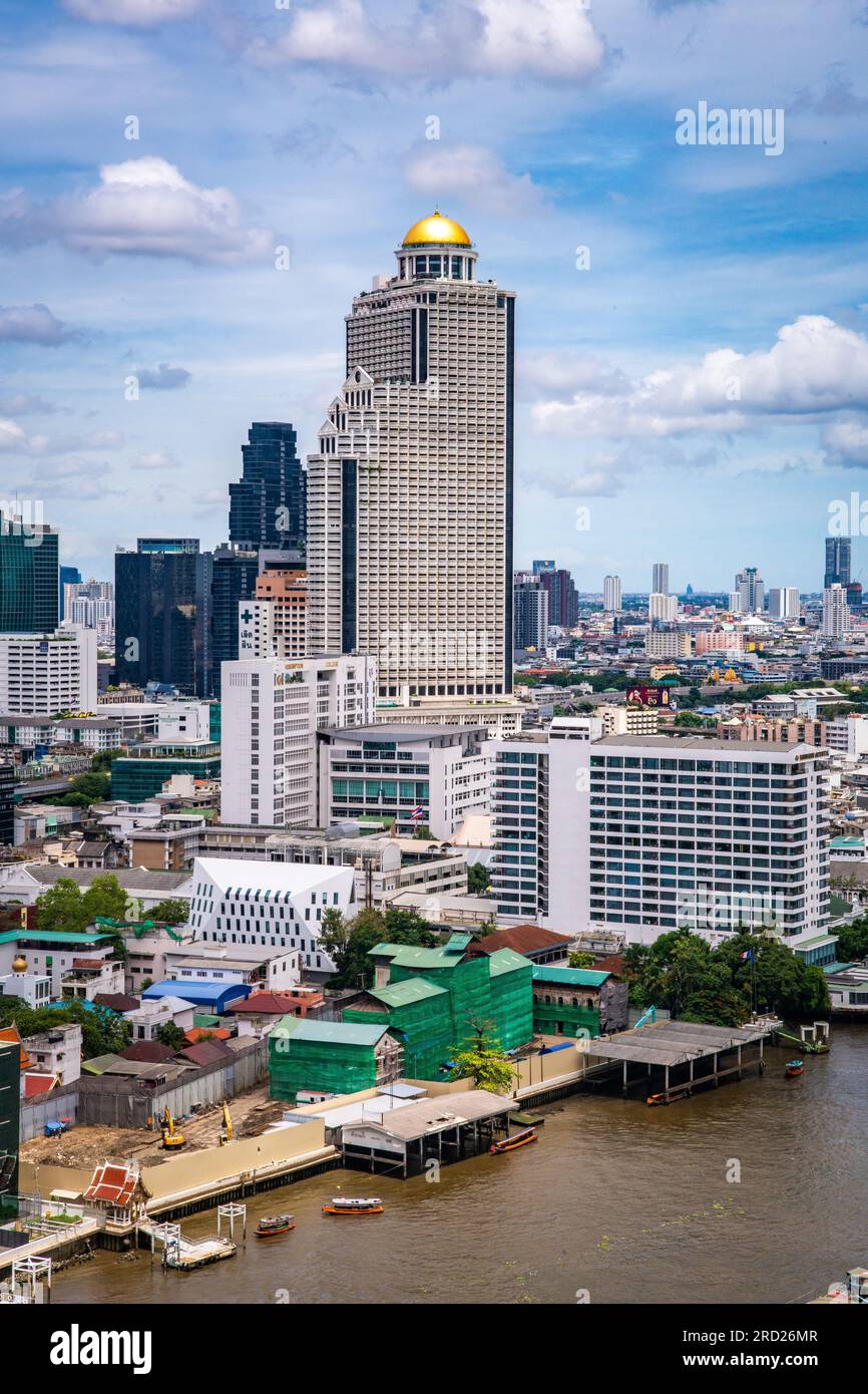 Aerial view of Khlong San and Chao Phraya river in Bangkok, Thailand ...