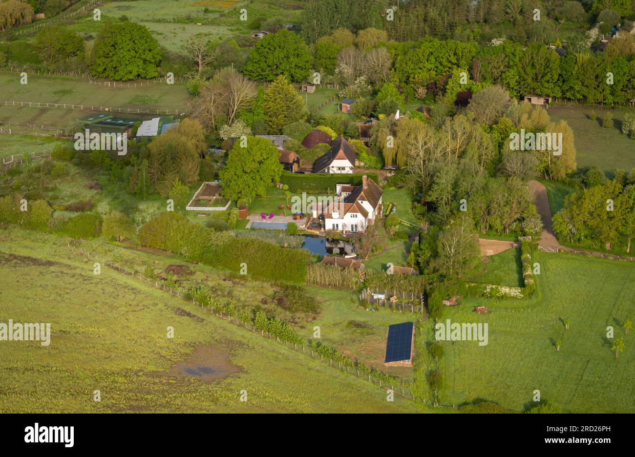 Aerial view of the villge of Marden, Kent, UK Stock Photo - Alamy