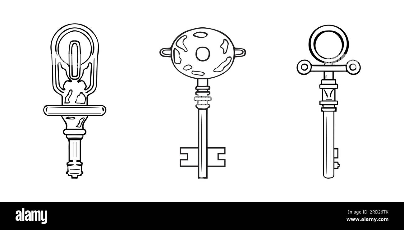 Set beautiful vintage keys. Vector illustration isolated on white ...