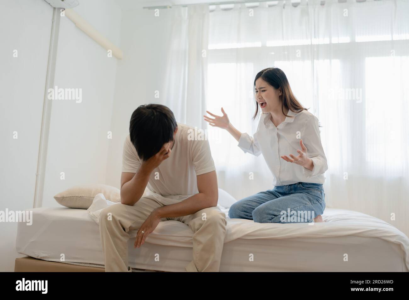 Domestic Violence, Asian Wife Threatening husband, Scared family leader ...