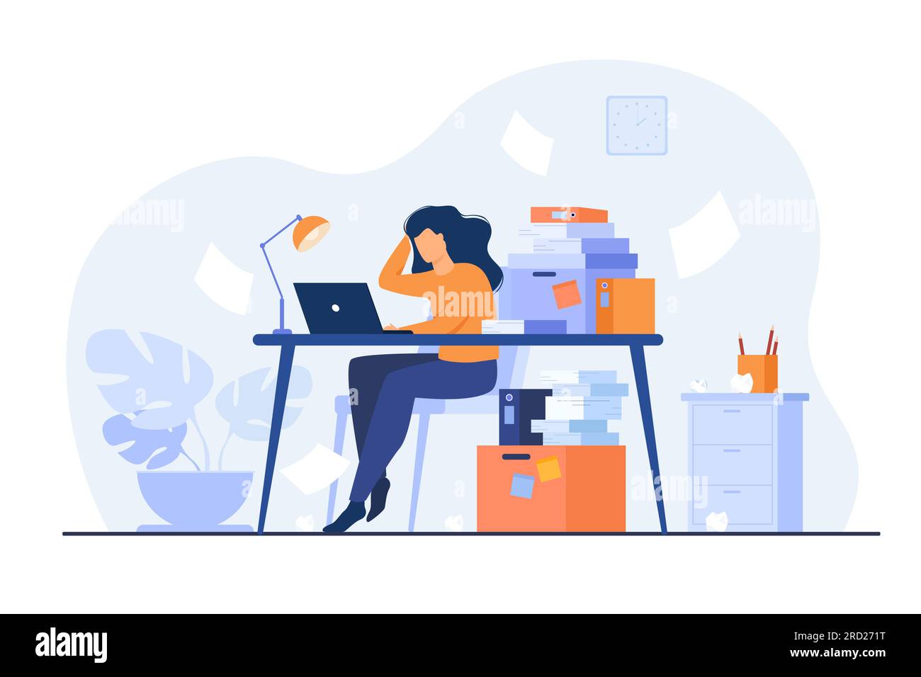 Overworked woman paperwork Stock Vector Images - Alamy