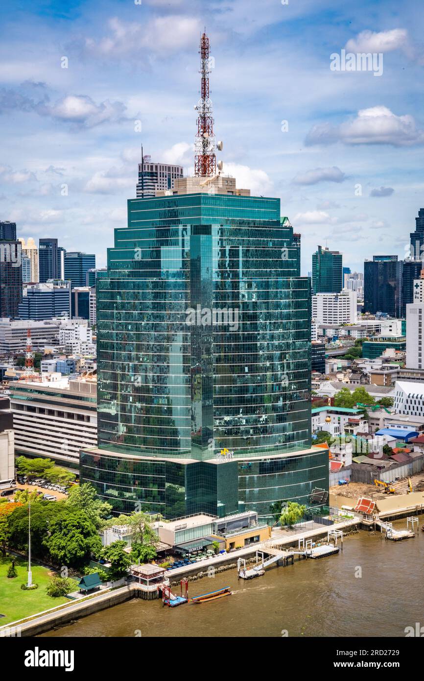 Aerial view of Khlong San and Chao Phraya river in Bangkok, Thailand ...