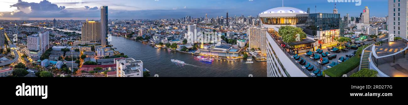 Aerial view of Khlong San and Chao Phraya river in Bangkok, Thailand ...