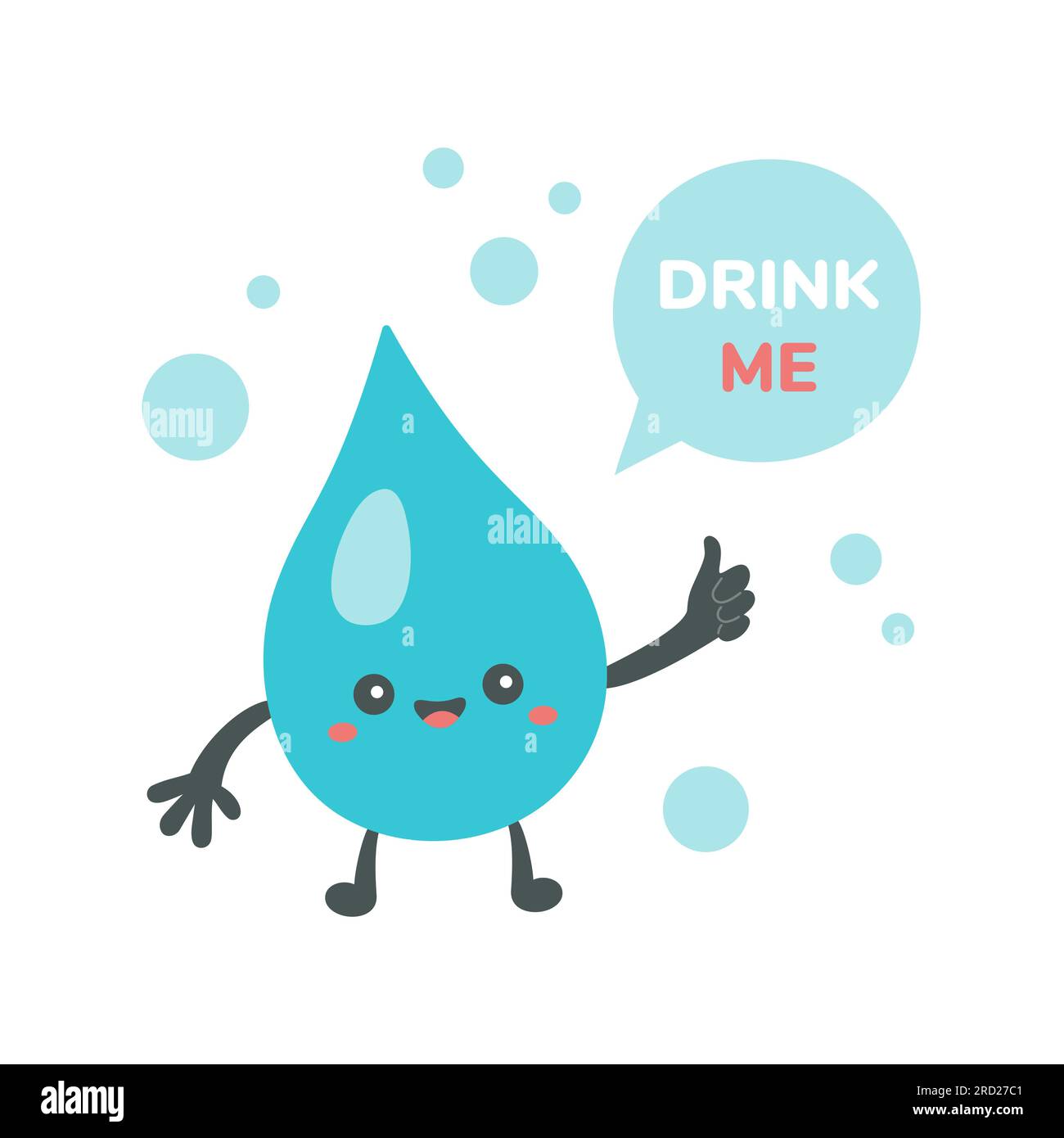 Water drop with text DRINK ME. Sustainable lifestyle, zero waste ...