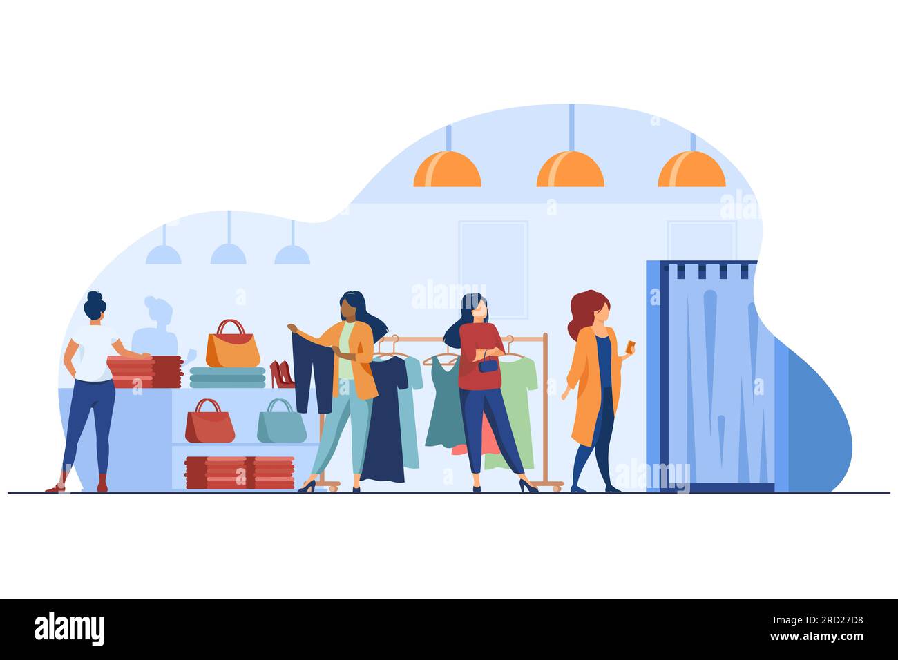 Women shopping in clothing store Cut Out Stock Images & Pictures - Alamy