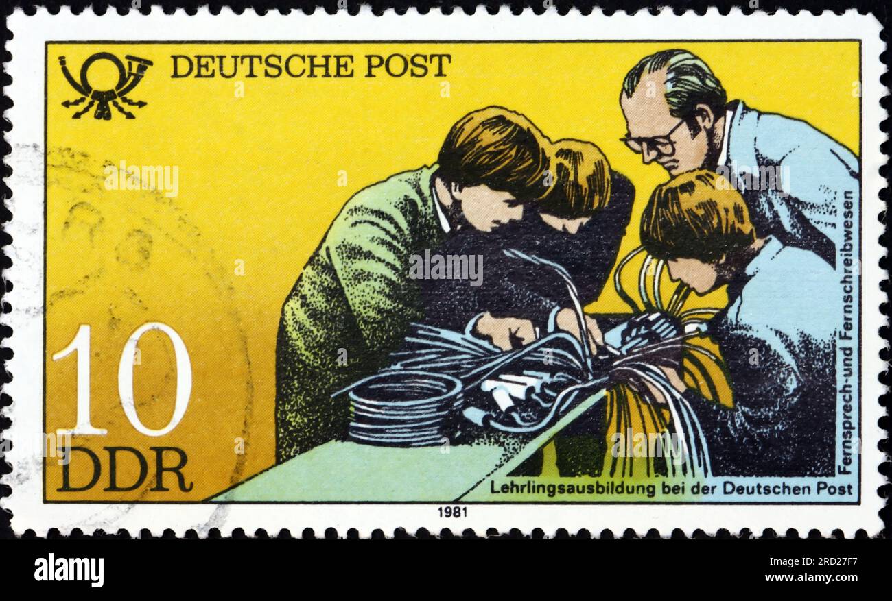 GERMANY - CIRCA 1981: a stamp printed in Germany shows telephone and ...