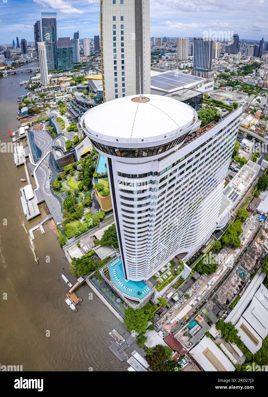 Aerial view of Khlong San and Chao Phraya river in Bangkok, Thailand ...