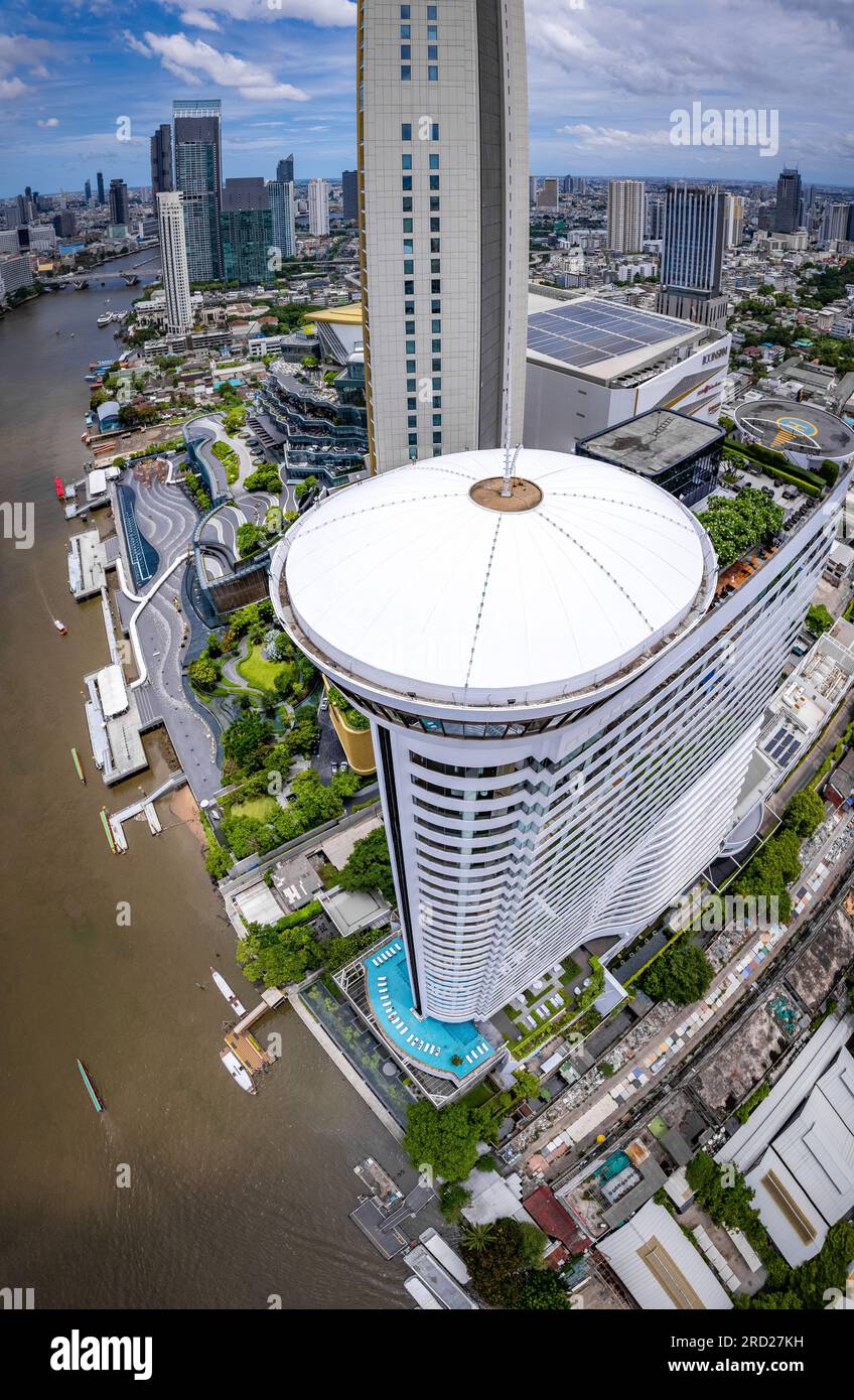 Aerial view of Khlong San and Chao Phraya river in Bangkok, Thailand ...