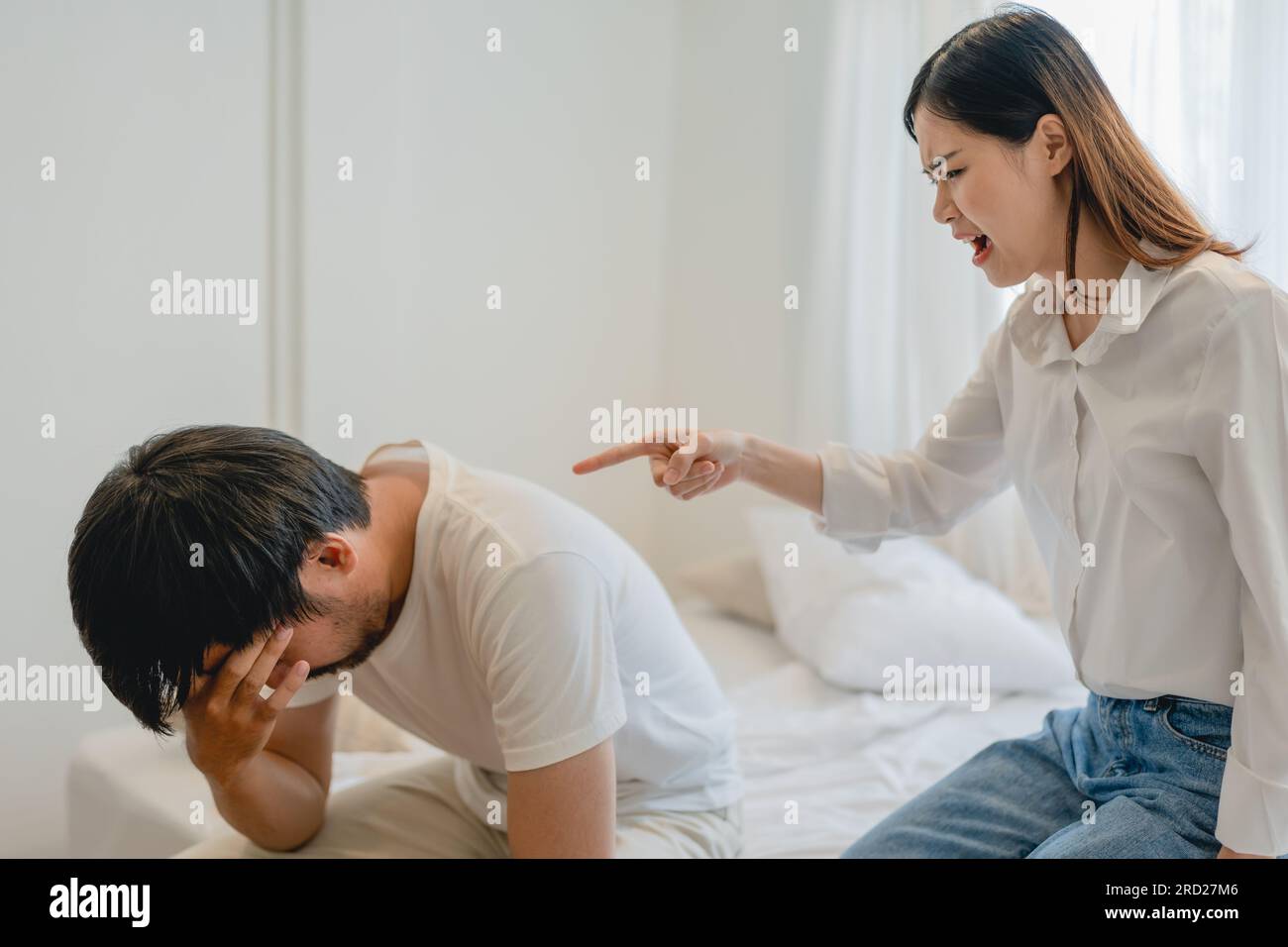 Domestic Violence, Asian Wife Threatening husband, Scared family leader ...