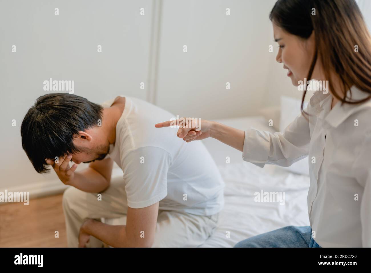 Domestic Violence, Asian Wife Threatening husband, Scared family leader ...