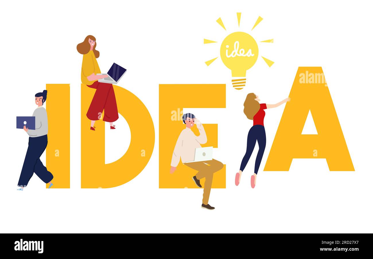 Idea large text creative inspiration think big shine lightbulb ...