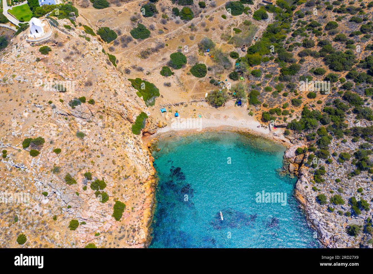Remote beach of Armeos near famous Galissa beach on Syros island ...