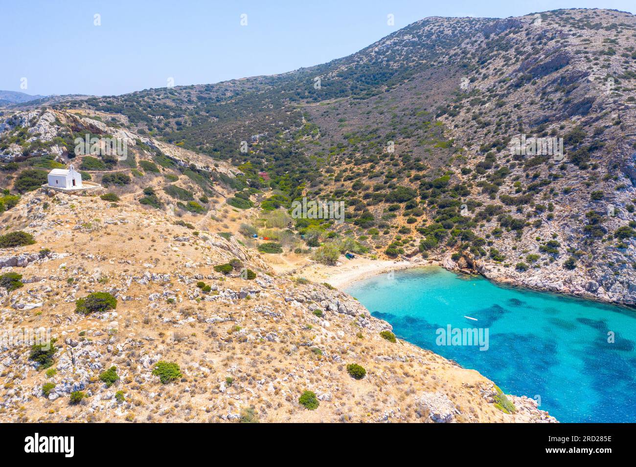 Remote beach of Armeos near famous Galissa beach on Syros island ...
