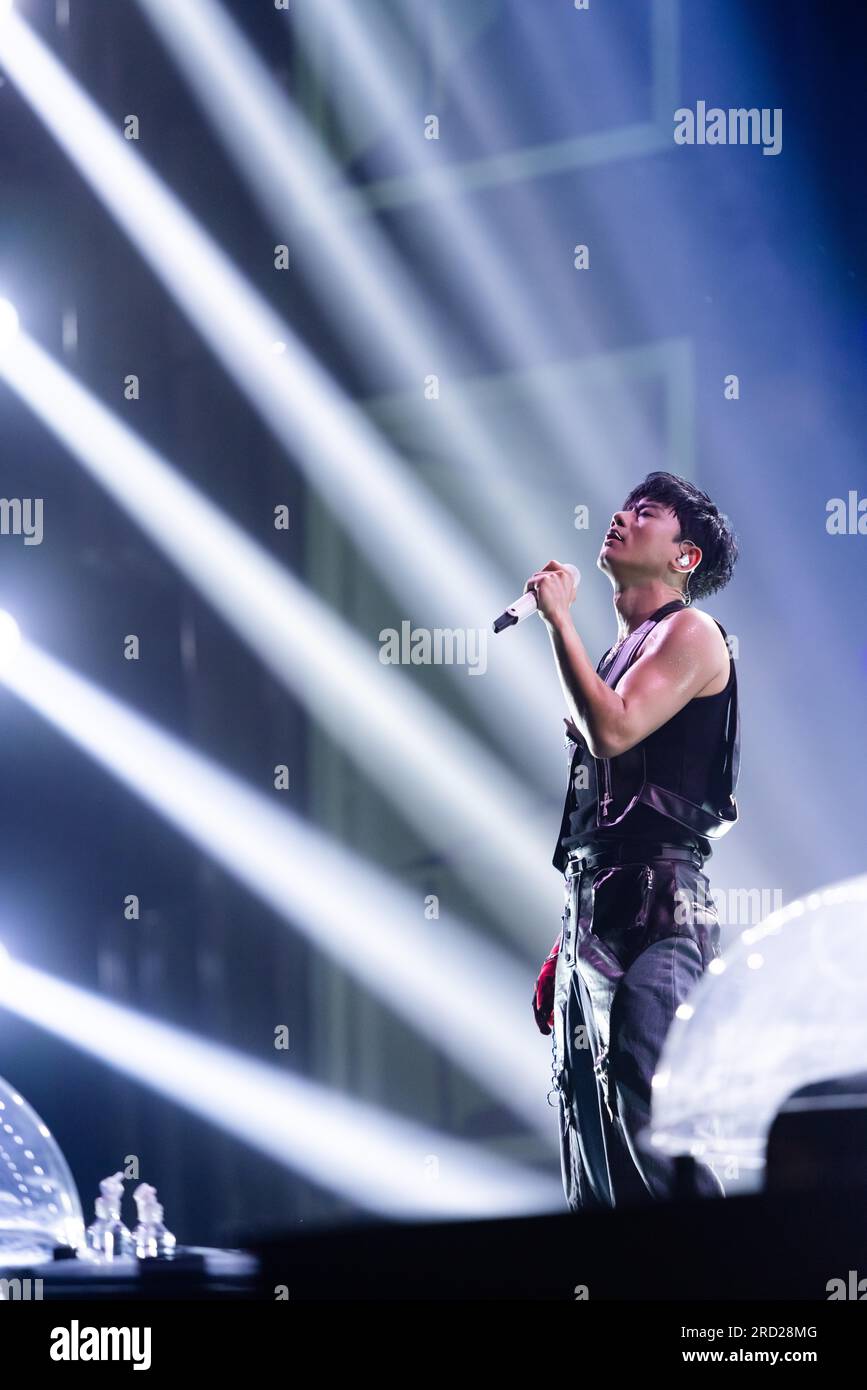 Chinese pop singer Jason Zhang holds a concert in Nanjing City, east ...