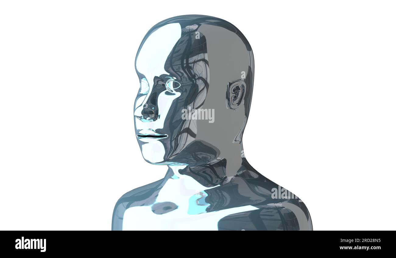 Geometrical, metal human face on white background - 3D illustration ...