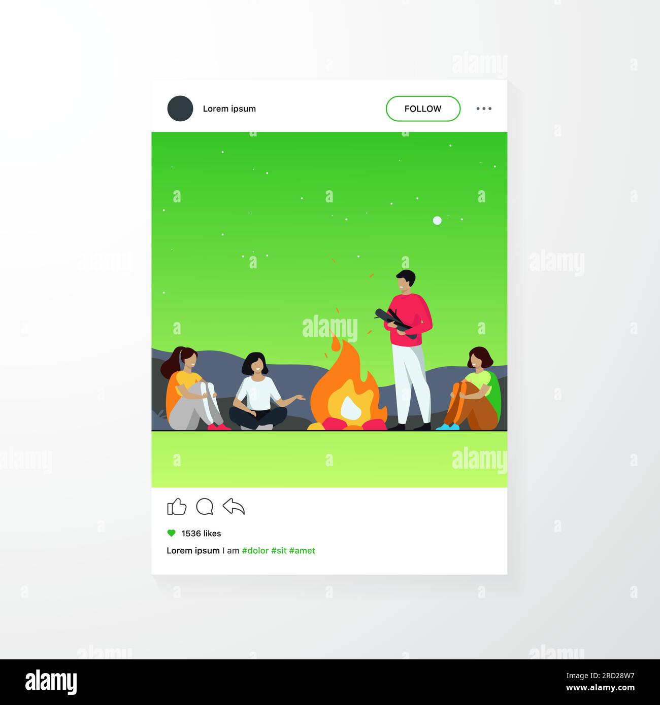 Campfire, camping, story telling concept Stock Vector Image & Art - Alamy