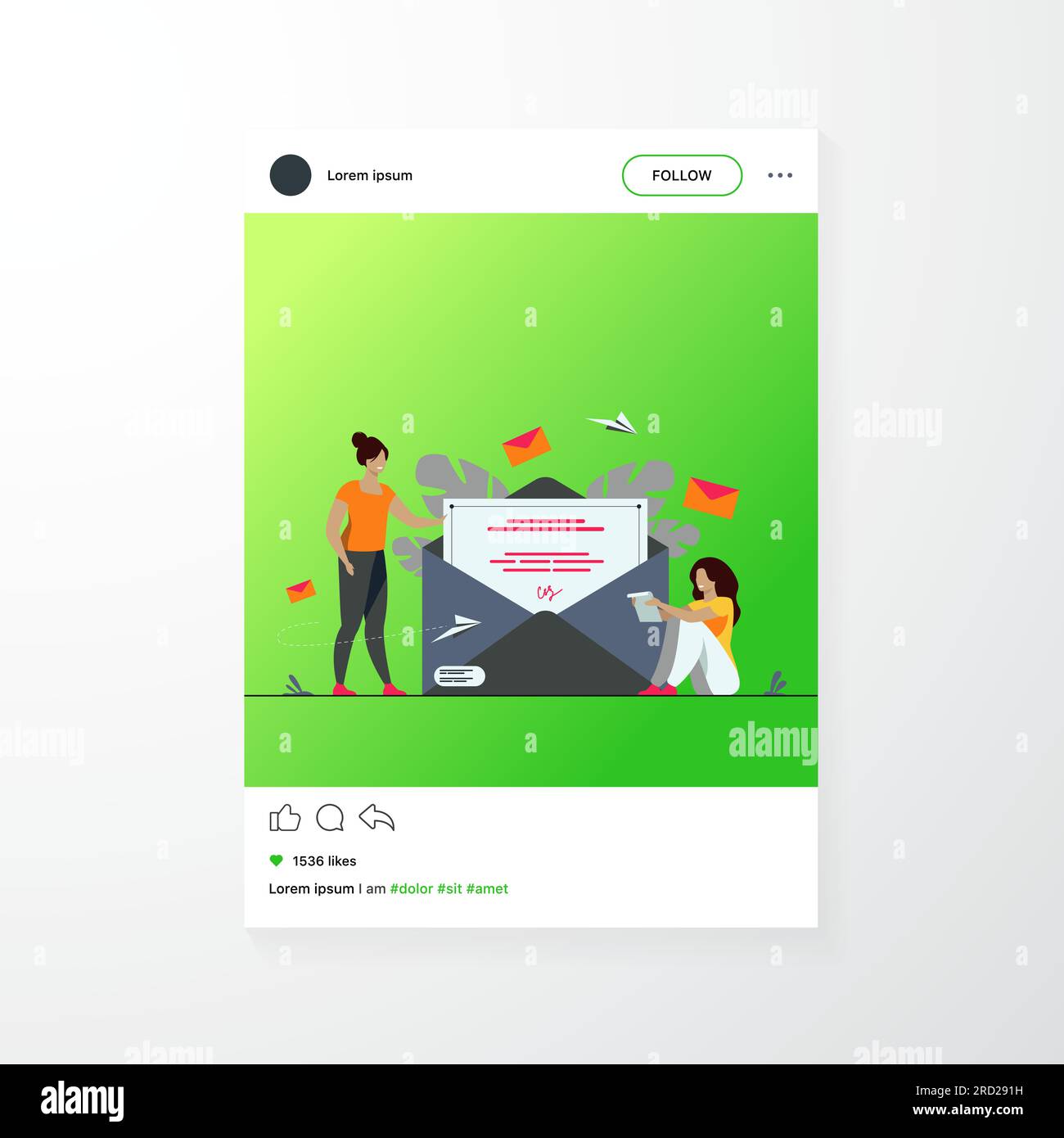 Woman receiving mail and reading letter Stock Vector Image & Art - Alamy