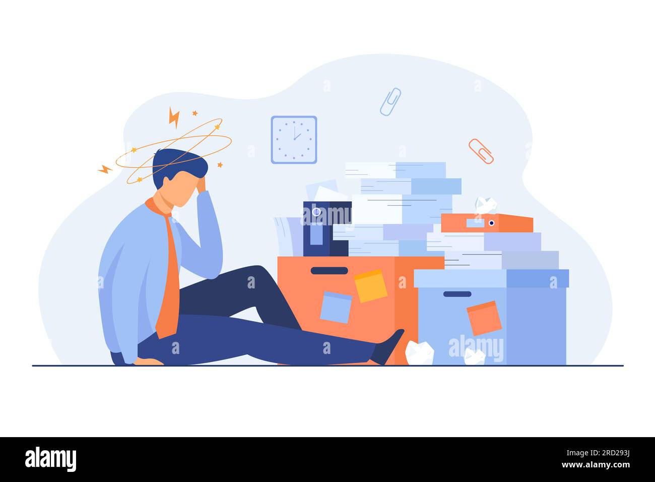 Frustrated man sitting office Stock Vector Images - Alamy