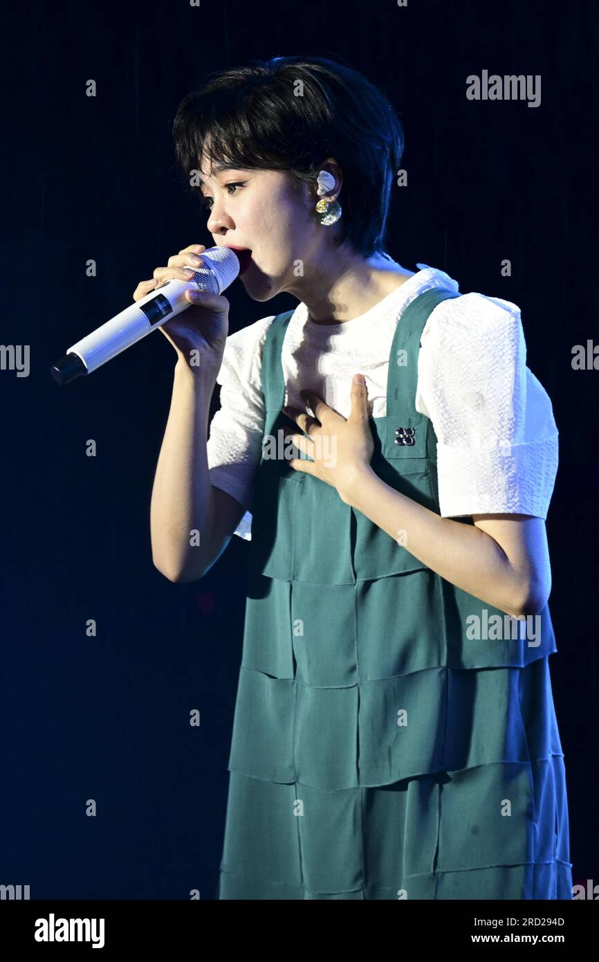 Chinese singer Yisa Yu performs at a beer music festival in Suzhou City ...