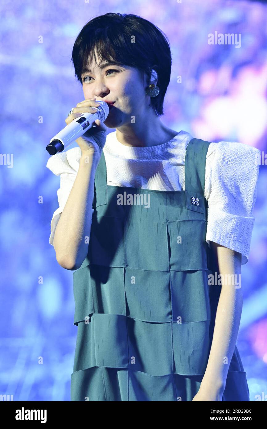 Chinese singer Yisa Yu performs at a beer music festival in Suzhou City, east China's Jiangsu ...