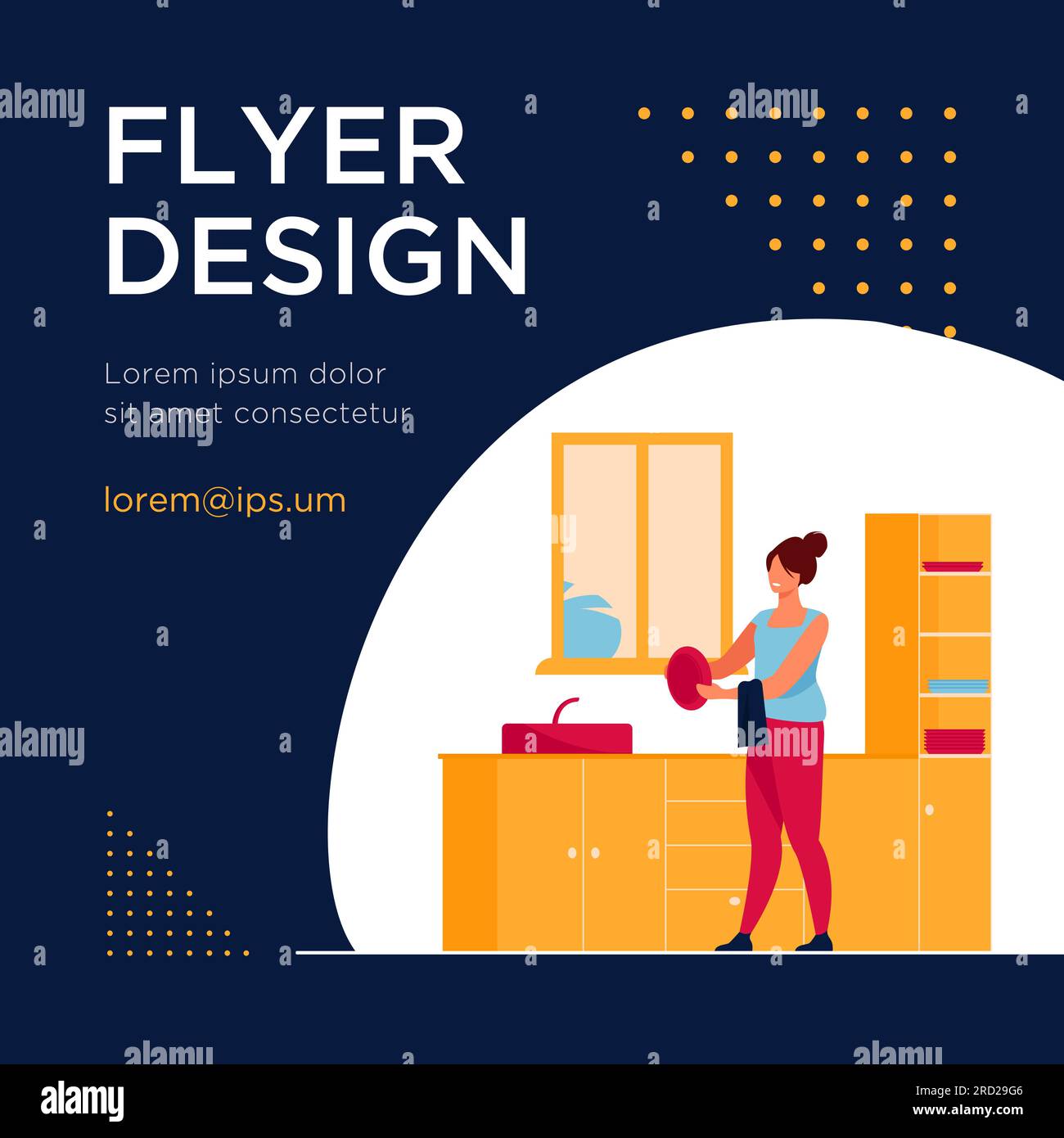 Woman washing plate kitchen sink Stock Vector Images - Alamy