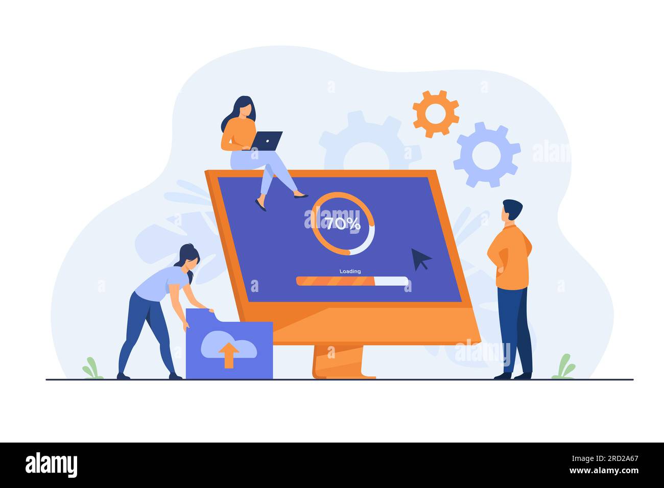 Tiny Programmers Upgrading Operation System Of Computer Stock Vector