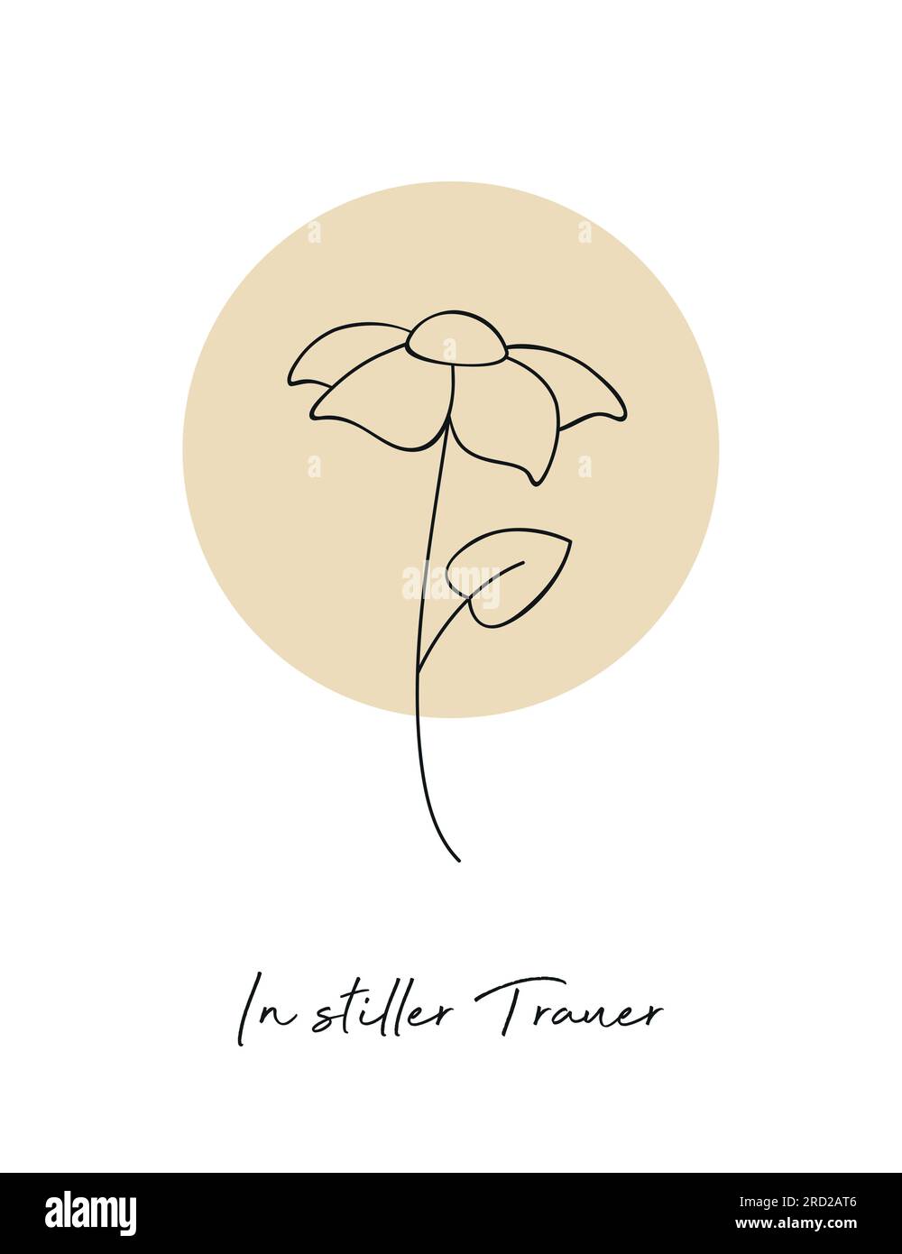 condolence card with flower outline in silent mourning Stock Vector ...