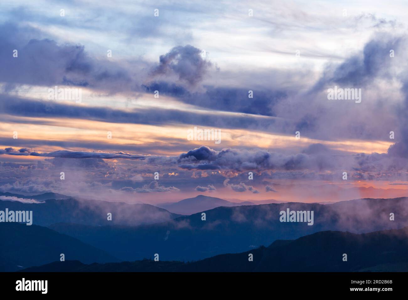 Sunrise scene in beautiful high mountains in Colombia, South America ...