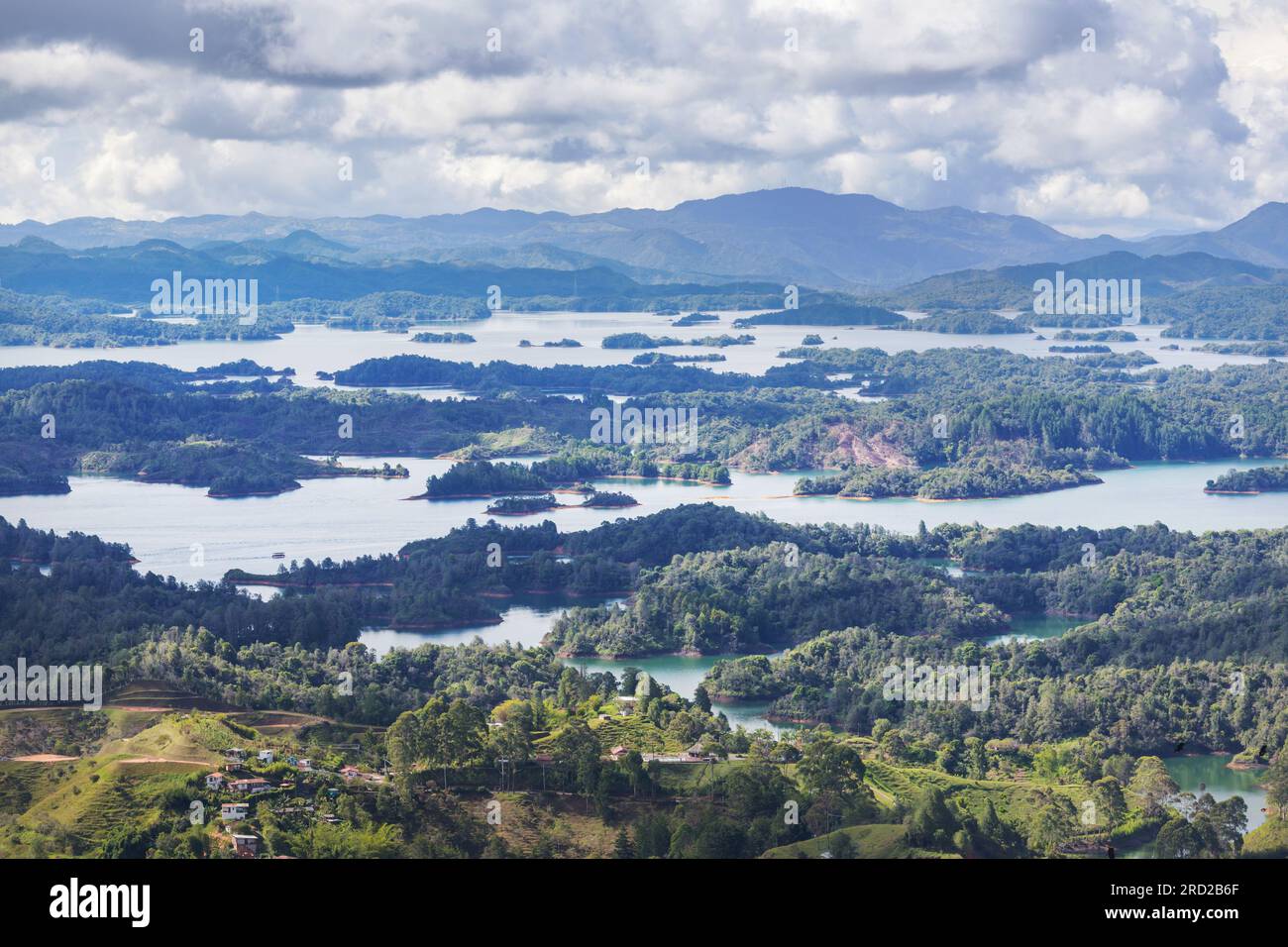 Panorama view of Guatape lake area, Colombia, South America Stock Photo ...