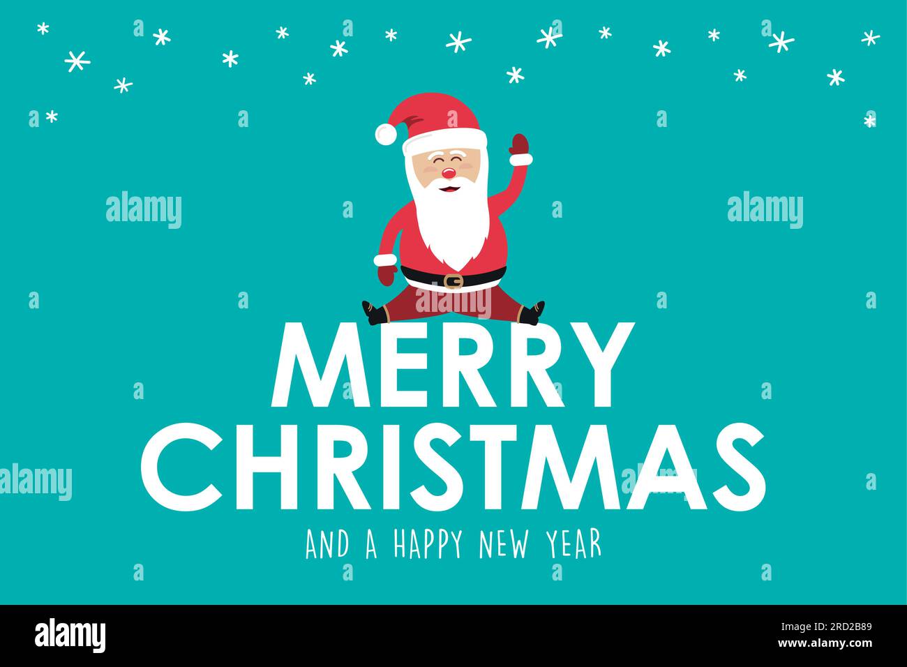 cute santa claus sitting on merry christmas typography greeting card ...