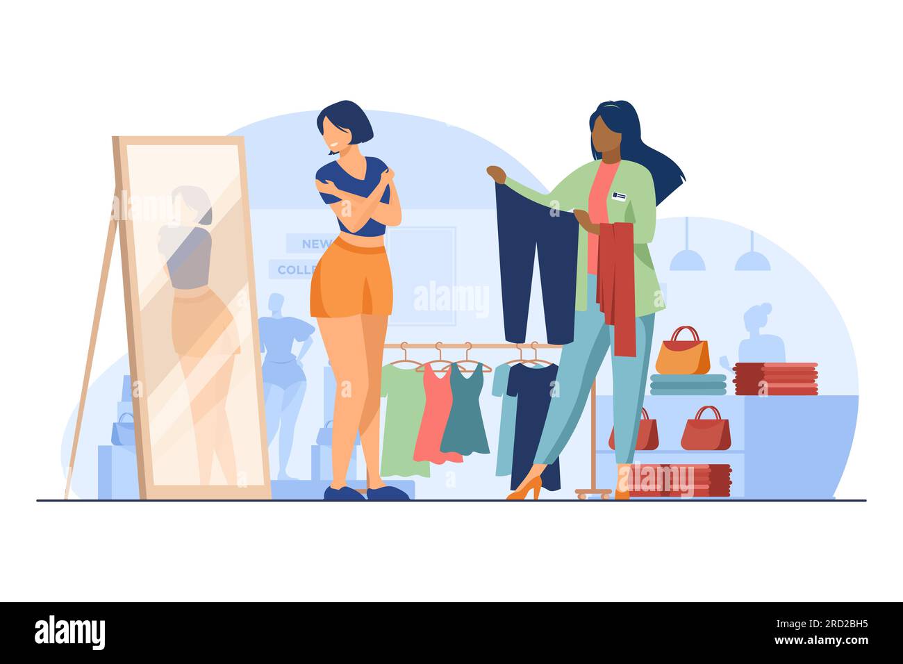 Female customer looking clothes in Cut Out Stock Images & Pictures - Alamy